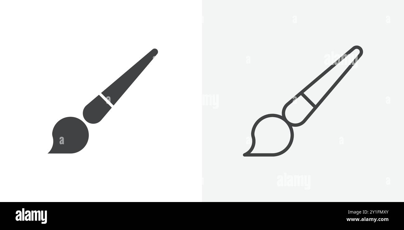 Paint brush icon Flat outline Collection in Black and white background ...