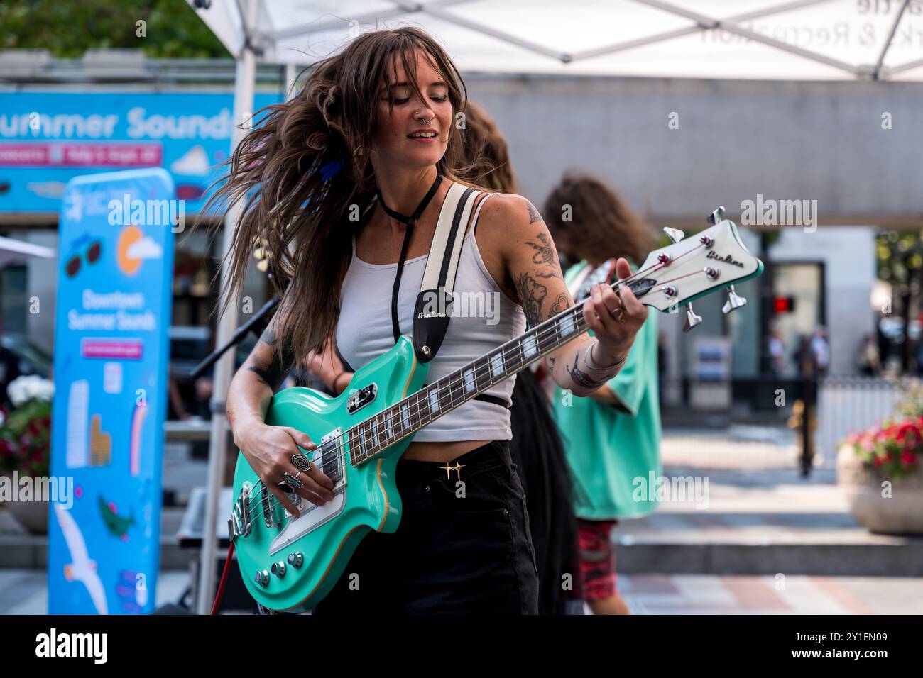 Seattle, USA. 6th Sep, 2024. Linda From Work performing in Westlake ...