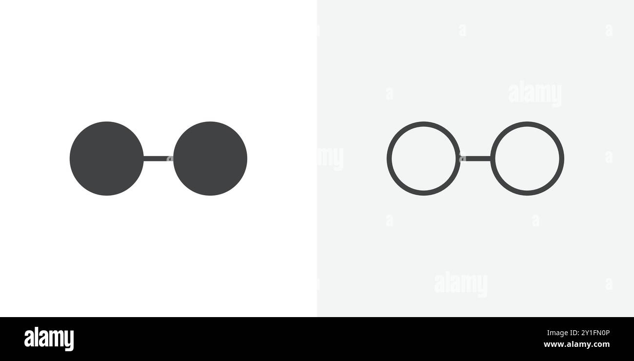 Glassess icon Flat outline Collection in Black and white background ...