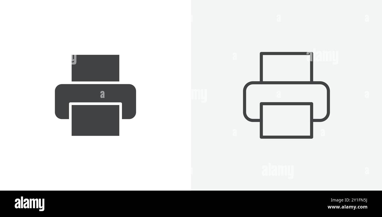 Printer icon Flat outline Collection in Black and white background ...