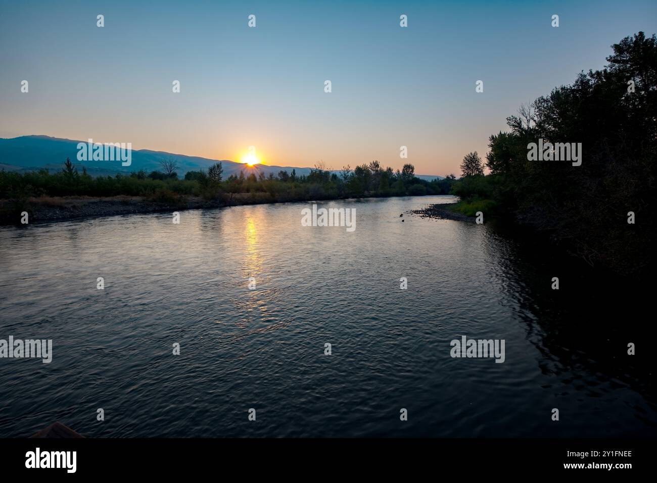 Sunrise on the Boise River Stock Photo - Alamy