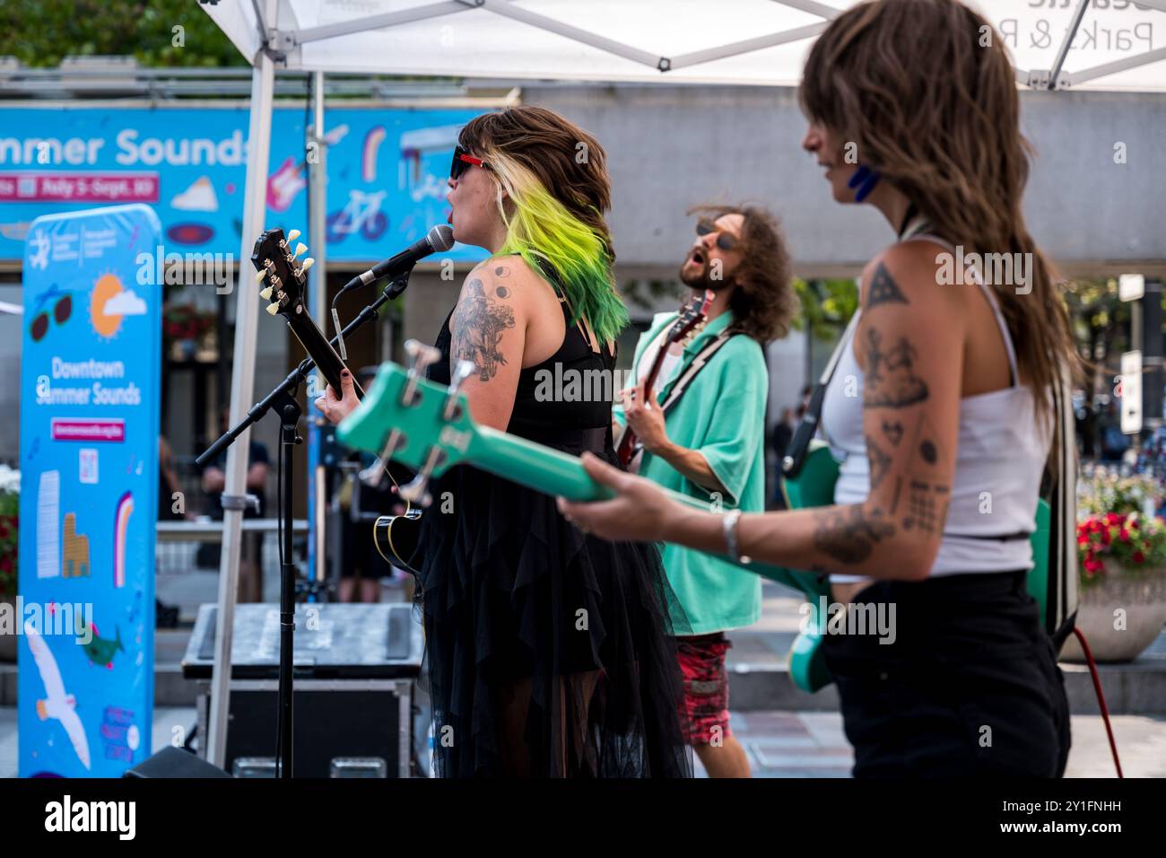 Seattle, USA. 6th Sep, 2024. Linda From Work performing in Westlake ...