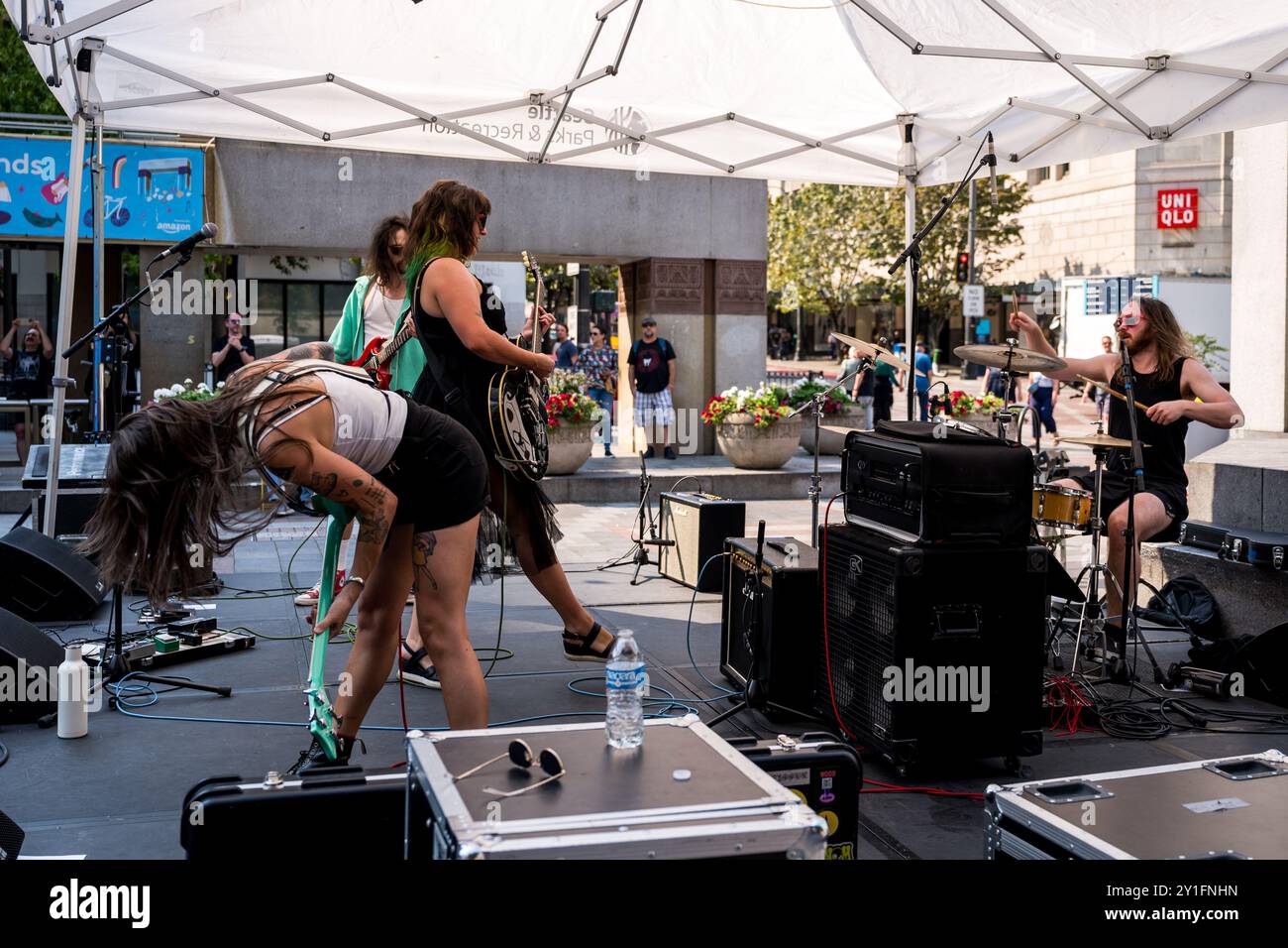 Seattle, USA. 6th Sep, 2024. Linda From Work performing in Westlake ...