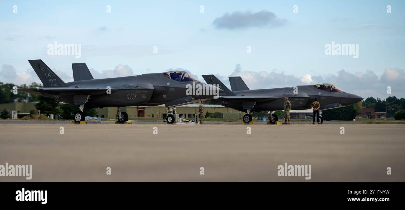 Two U.S. F-35A Lightning II aircraft assigned to the 48th Fighter Wing ...
