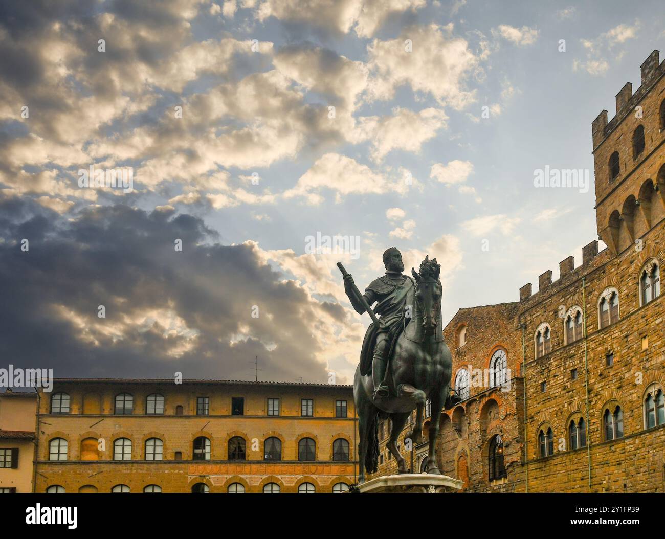 The equestrian monument of Cosimo I de Medici (16th century) in Piazza ...