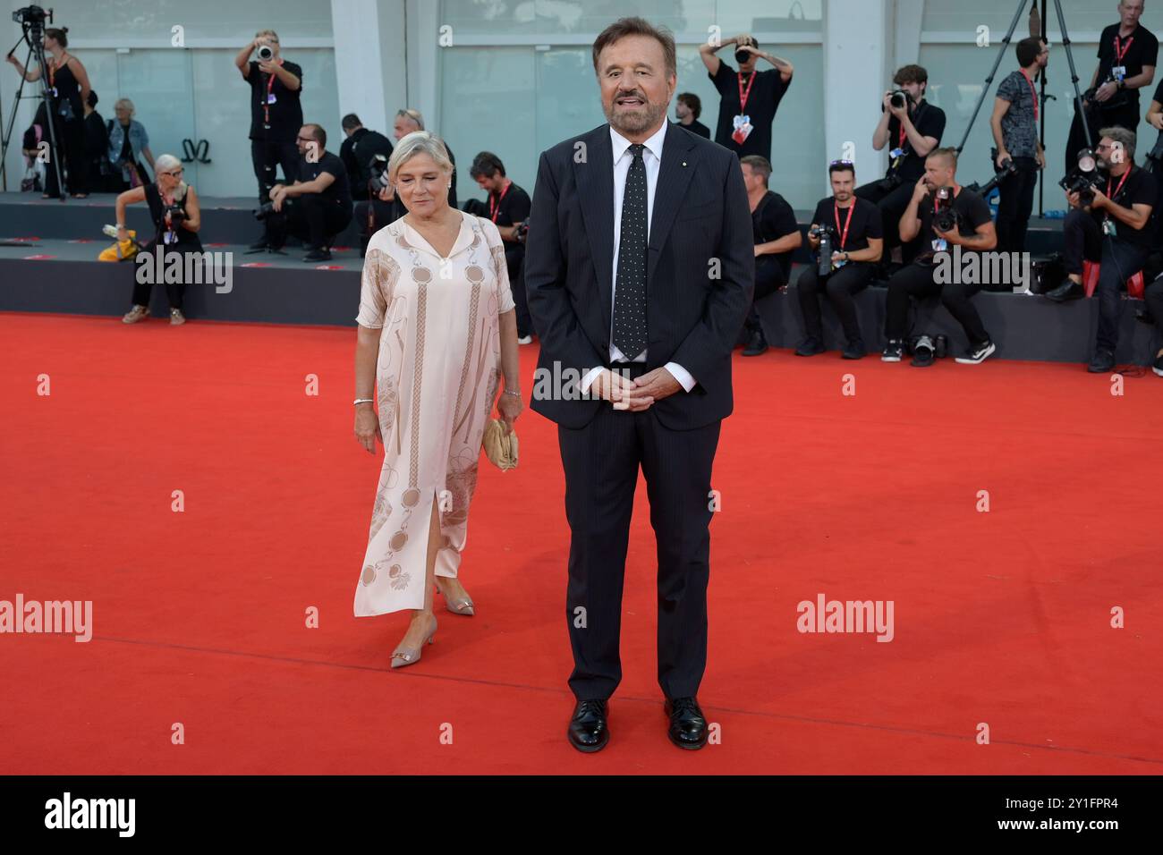 Venice Lido, Italy. 06th Sep, 2024. Silvia Verdone (l) and Christian De ...