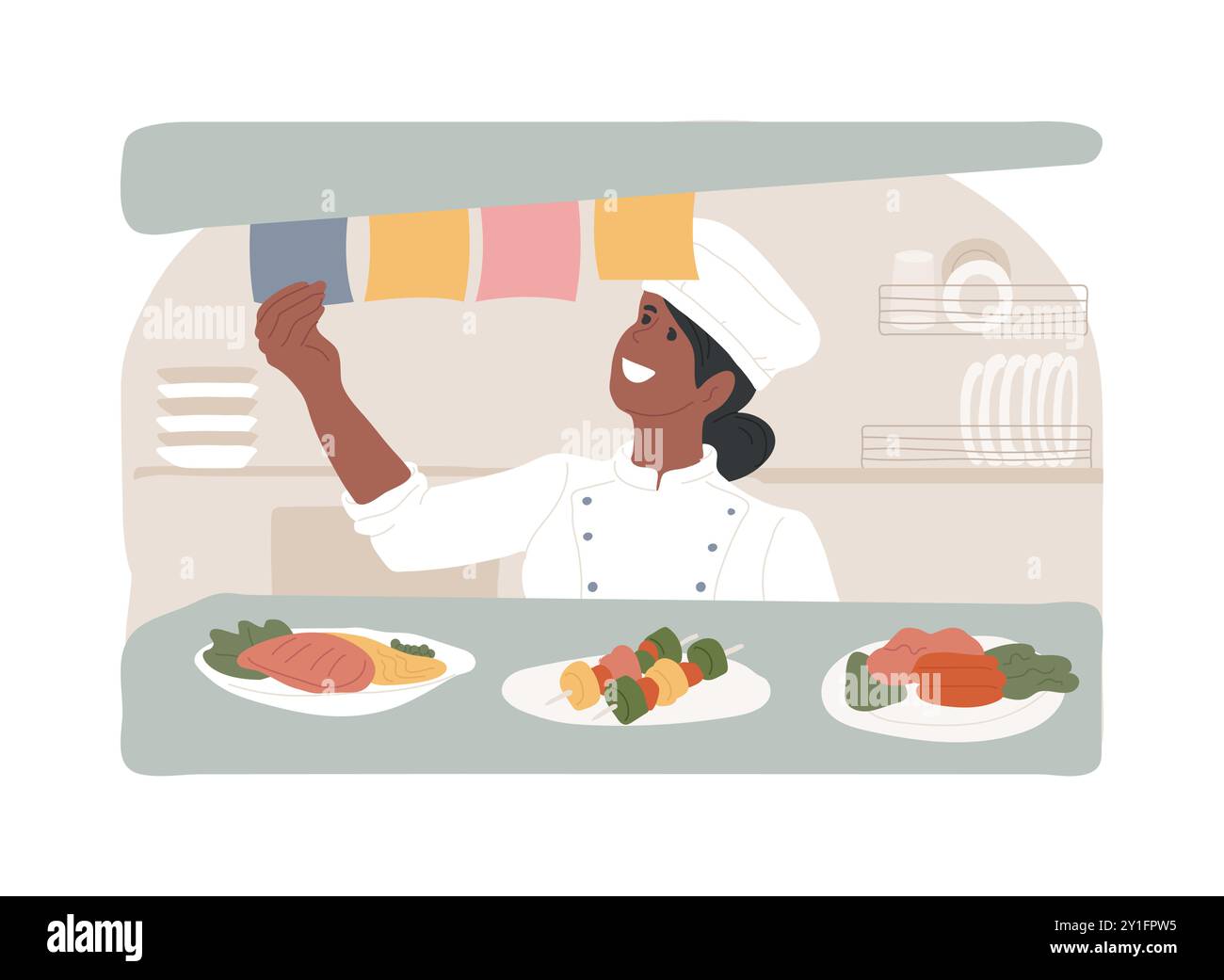 Reading meal orders isolated cartoon vector illustrations Stock Vector ...