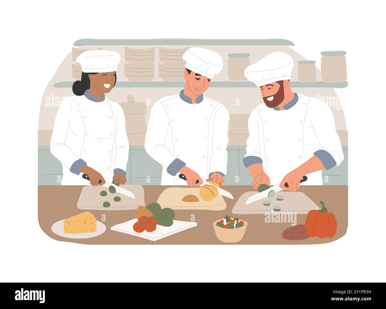 Sous chef isolated cartoon vector illustrations Stock Vector Image ...