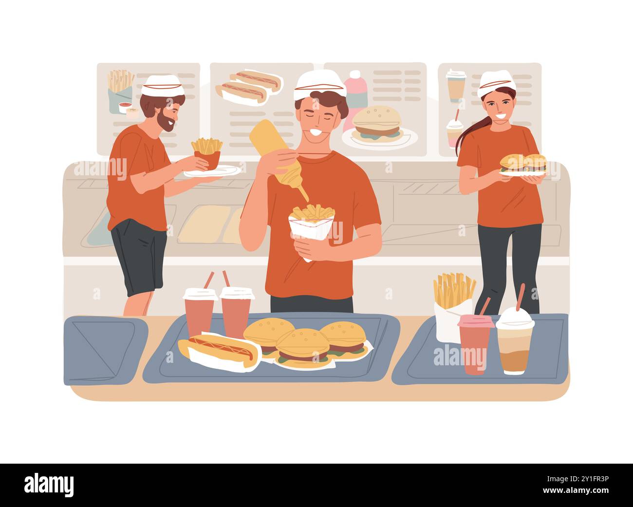 Fast food preparation isolated cartoon vector illustrations Stock ...