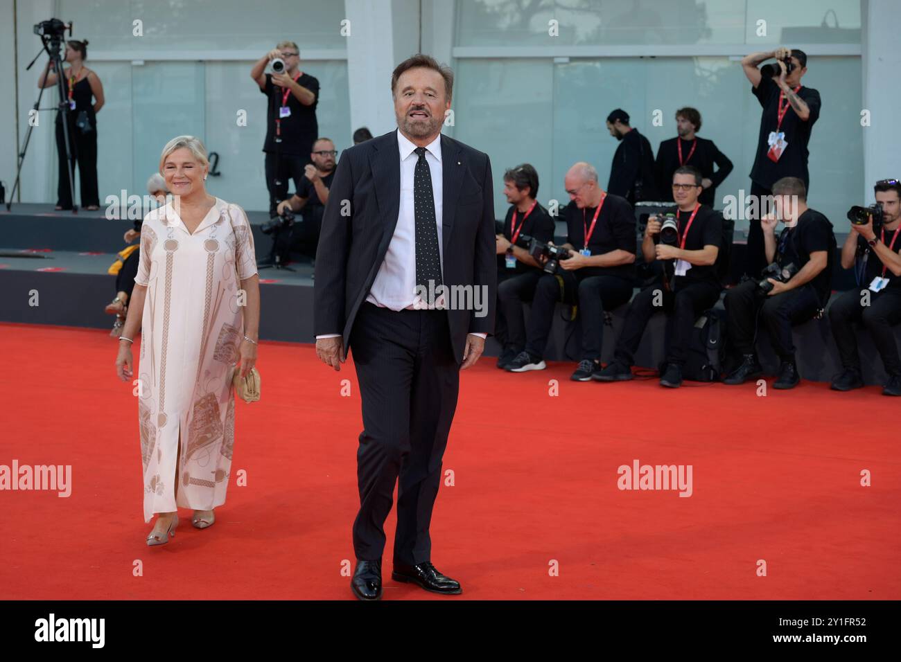 Venice Lido, Italy. 06th Sep, 2024. Silvia Verdone (l) and Christian De ...