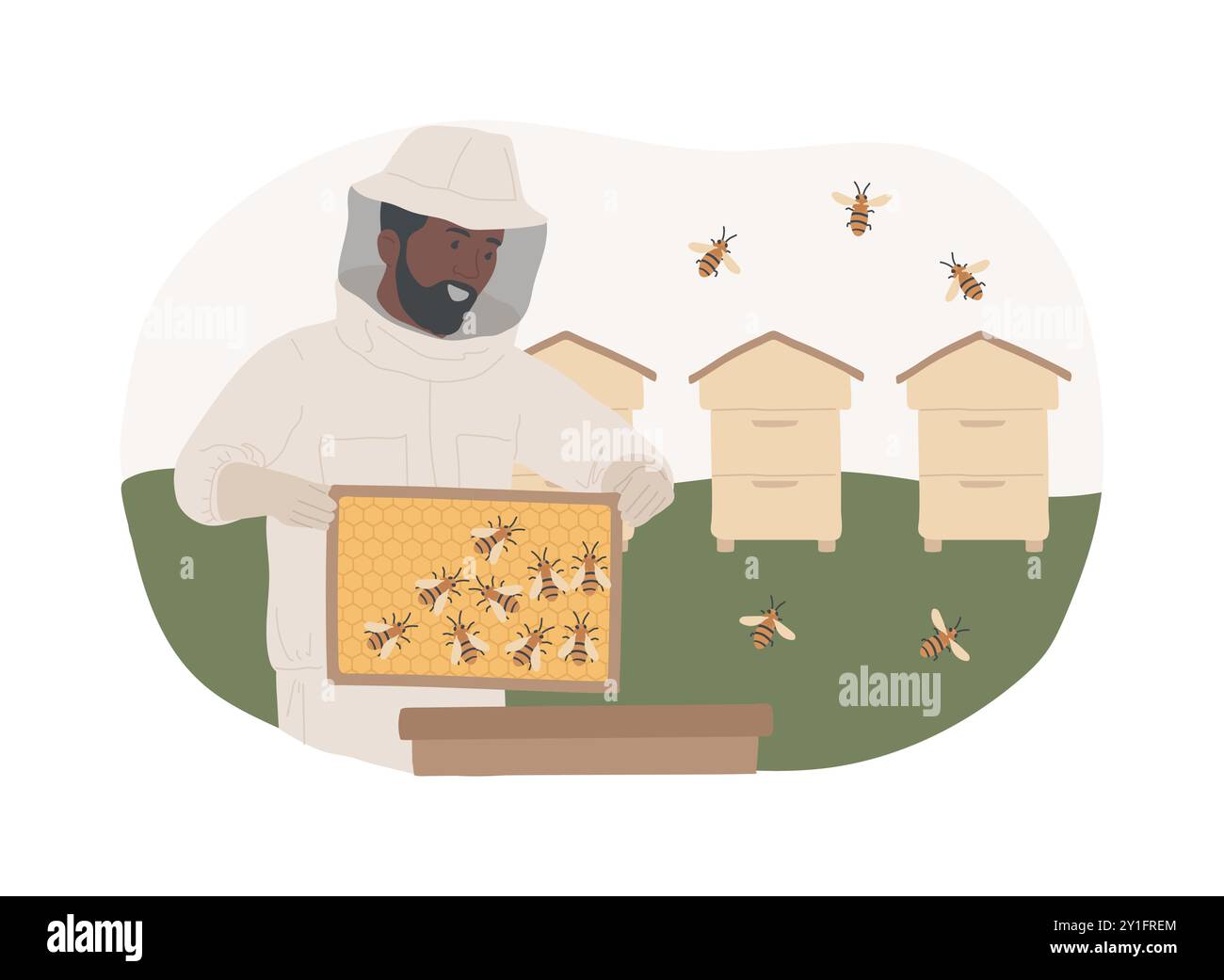 Natural beekeeping isolated cartoon vector illustrations Stock Vector ...
