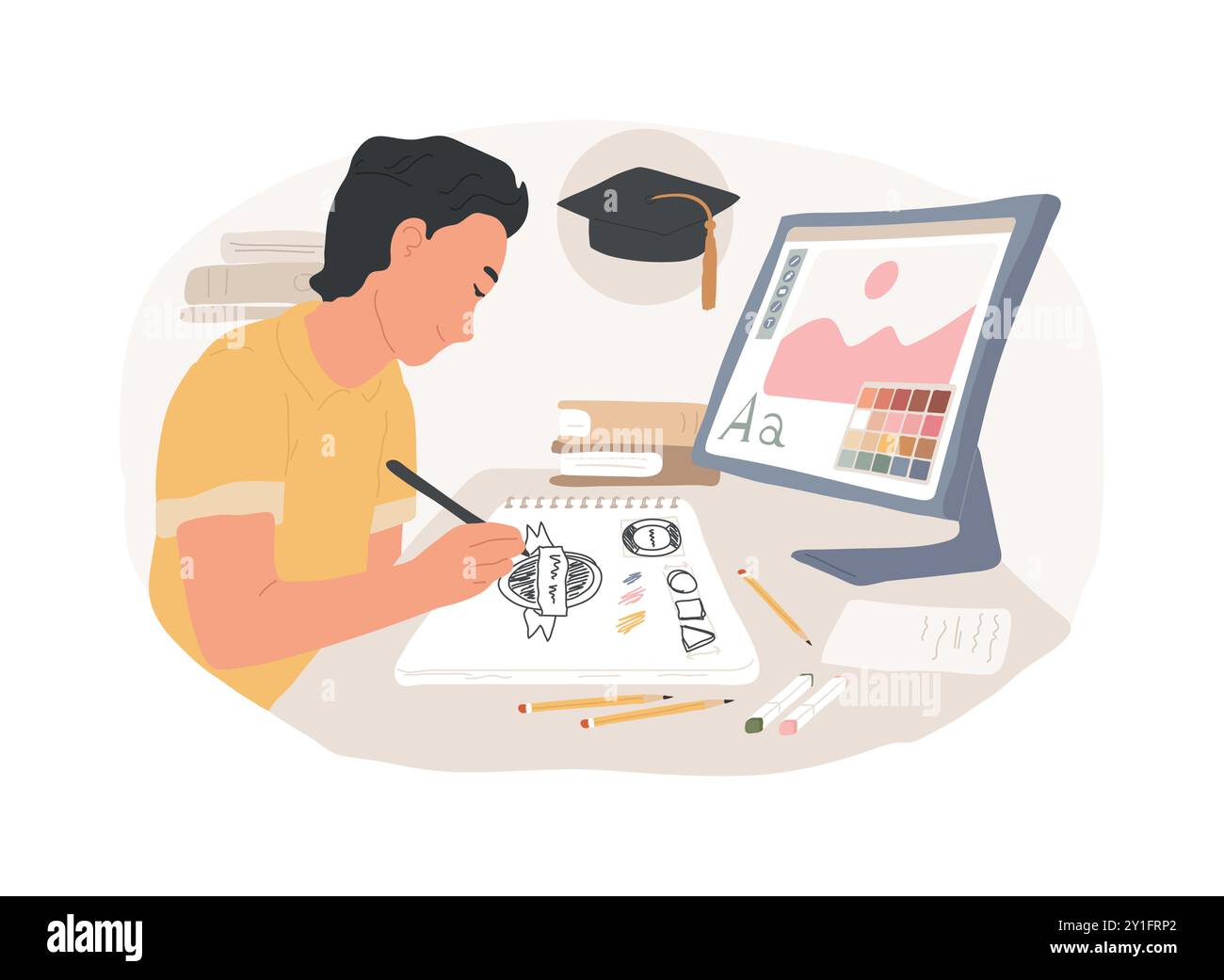 Graphic design course isolated cartoon vector illustrations Stock ...