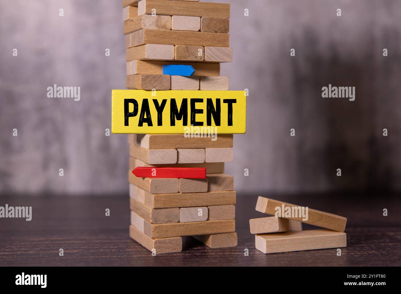 PAYMENT TERMS word on the yellow paper with office tools on the white ...