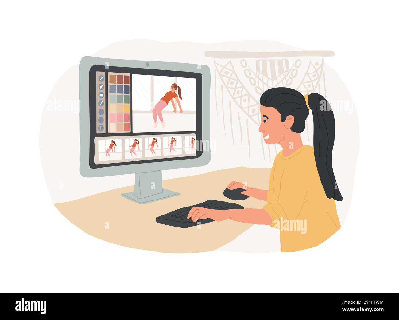 Editing video isolated cartoon vector illustrations Stock Vector Image ...