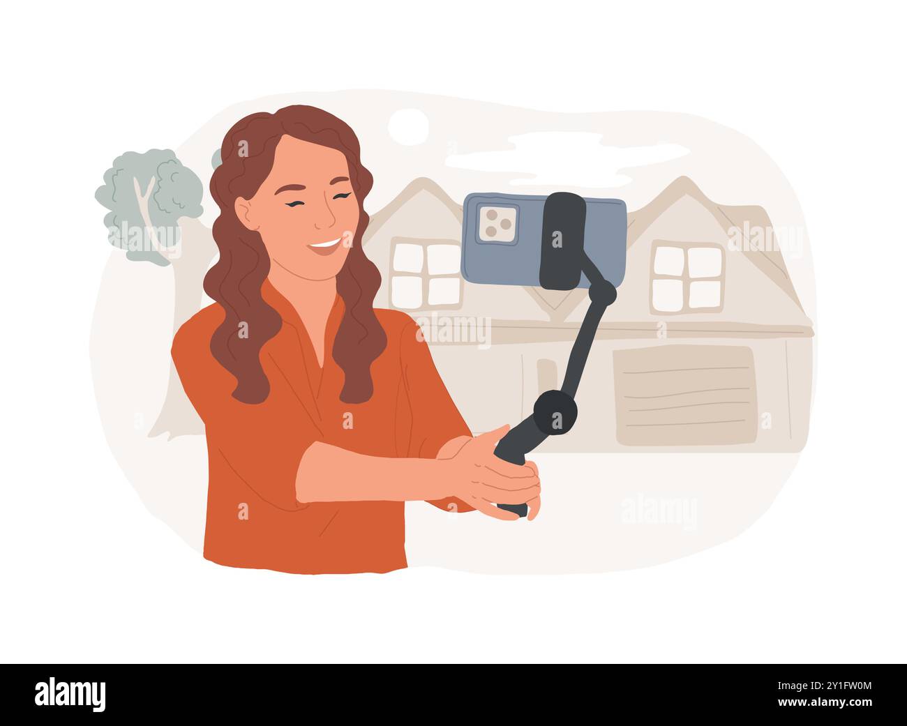 Filming with smartphone isolated cartoon vector illustrations Stock ...