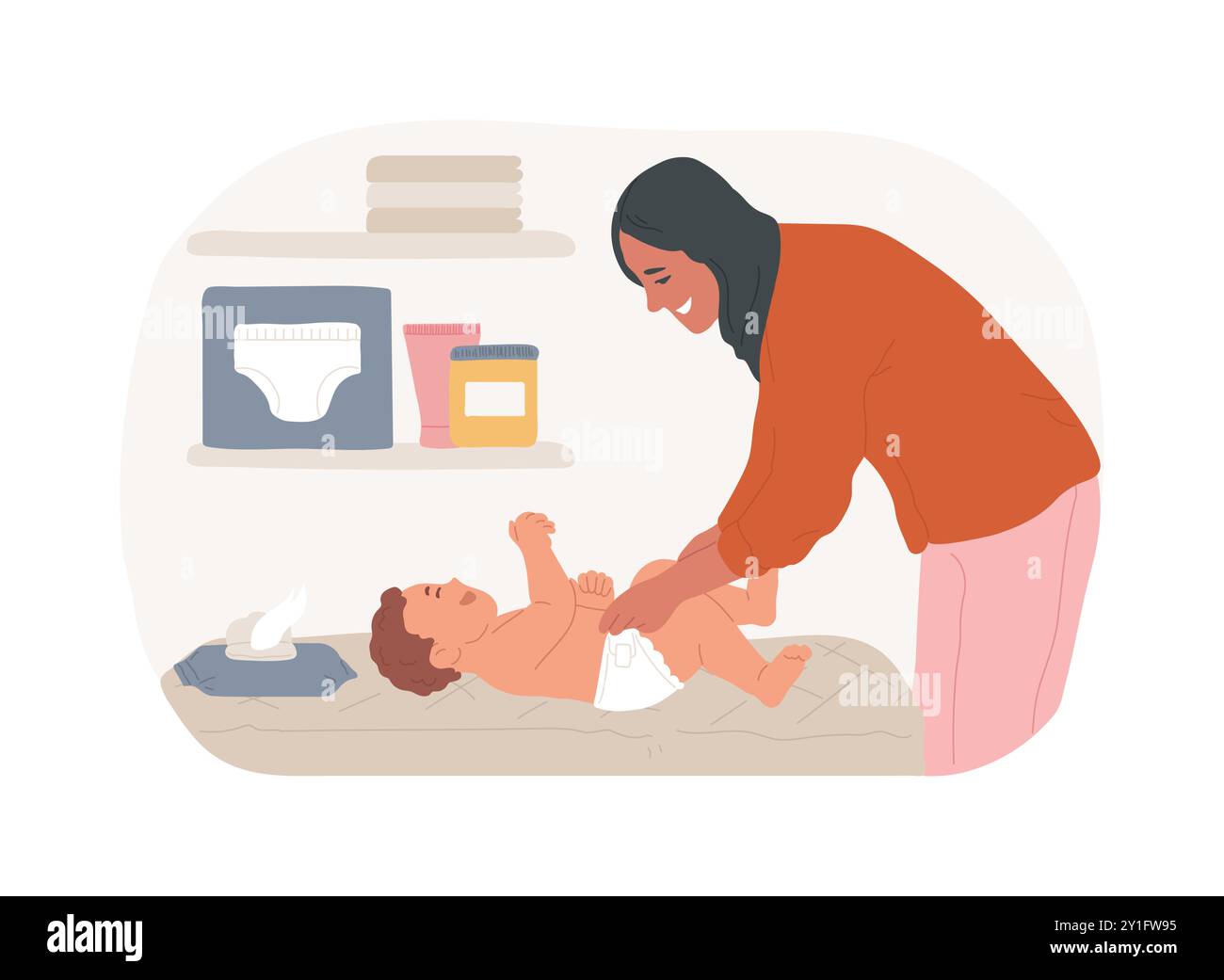 Changing diaper isolated cartoon vector illustrations Stock Vector ...