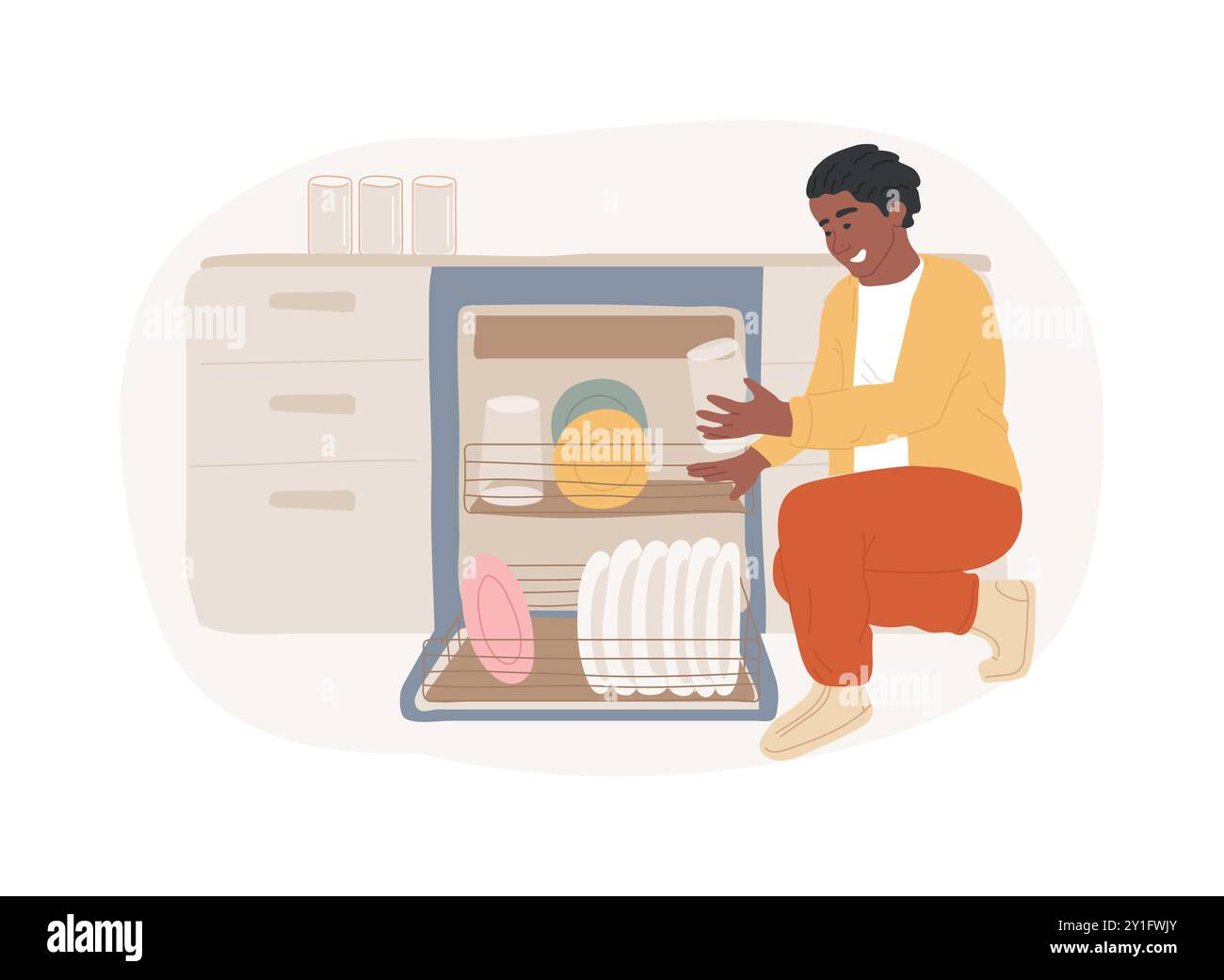 Loading dishwasher isolated cartoon vector illustrations Stock Vector ...