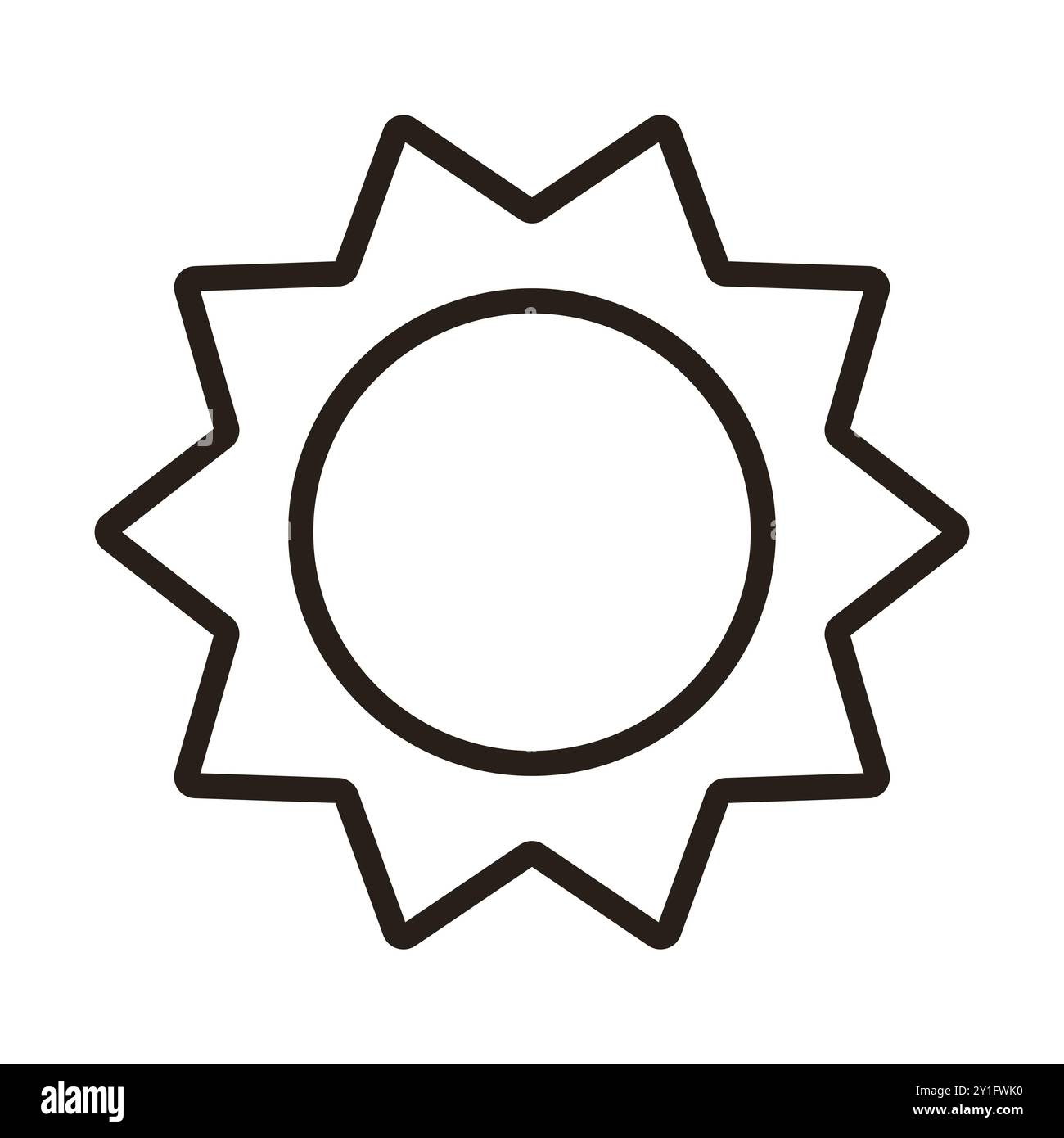 Vector sun icon. Black outline. Vector illustration isolated on white ...