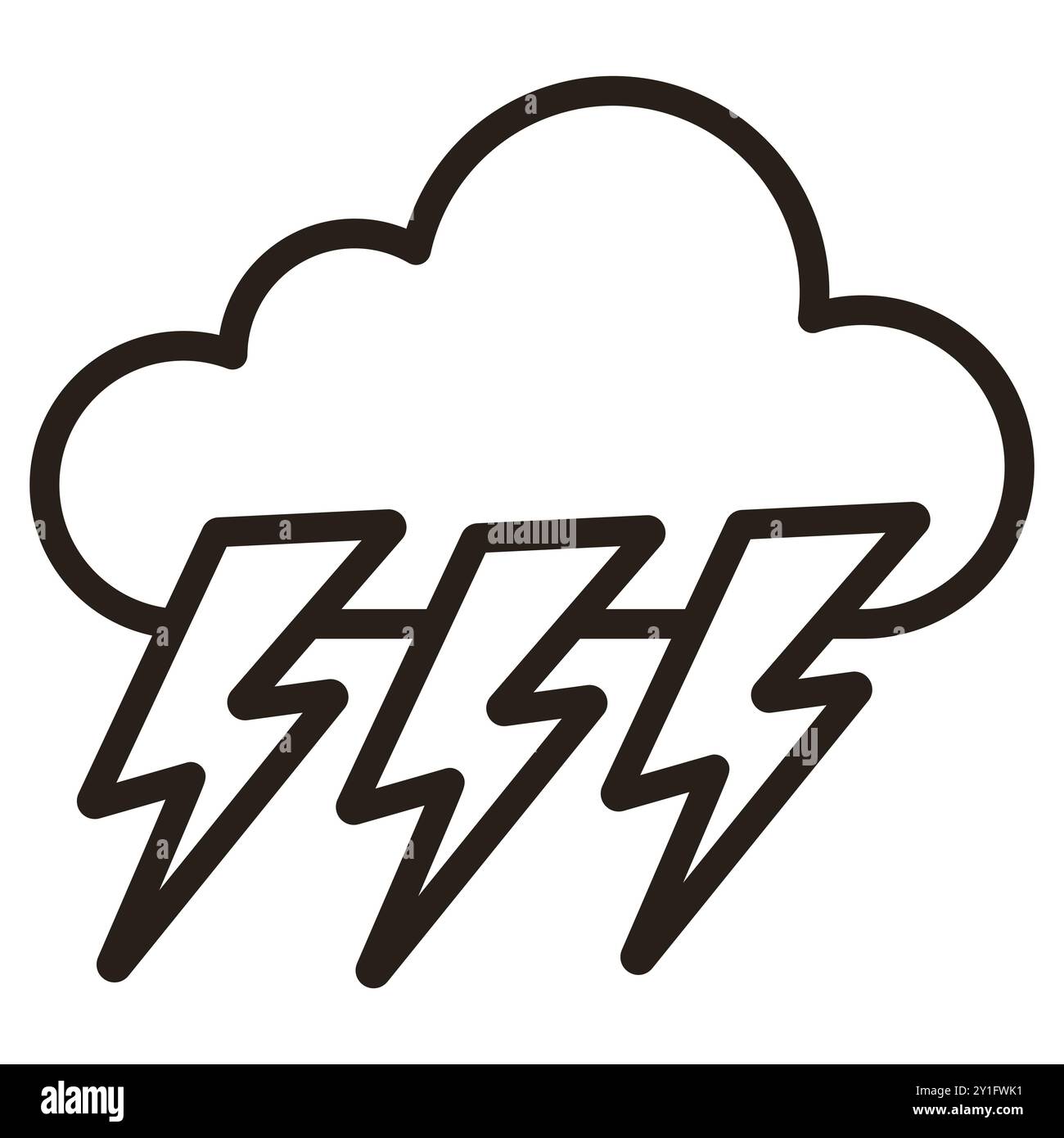 Vector thundercloud. Black outline. Vector illustration isolated on ...