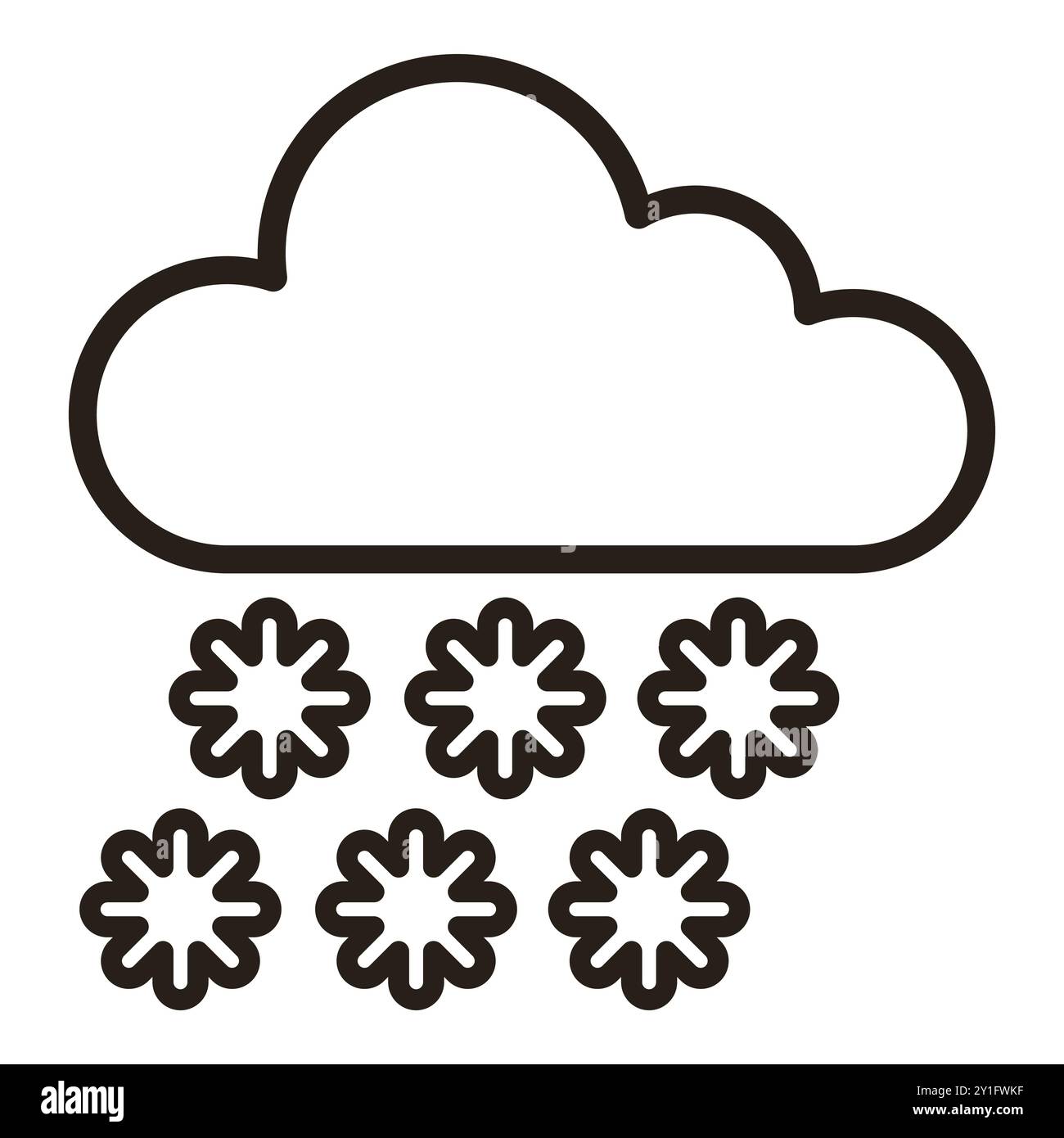 Snow vector icon. Black outline. Vector illustration isolated on white ...