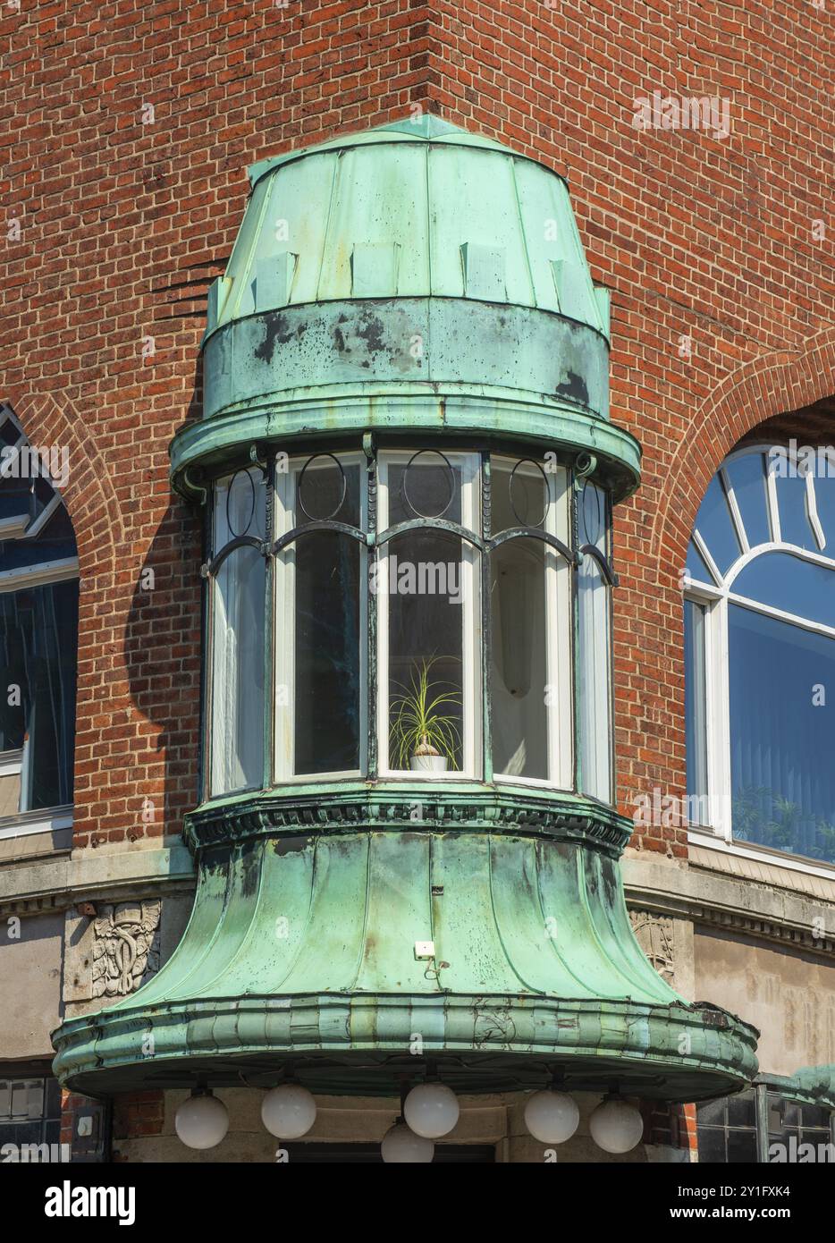 Bay window with cupola on house in Ystad, Skane County, Sweden ...