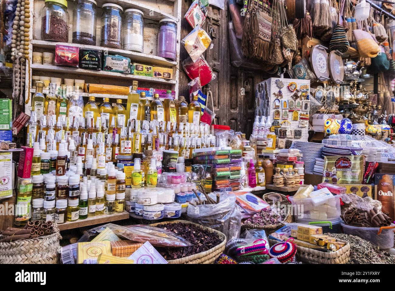 Shop selling foods and typical products in the souk of Jemaa el-Fnaa ...