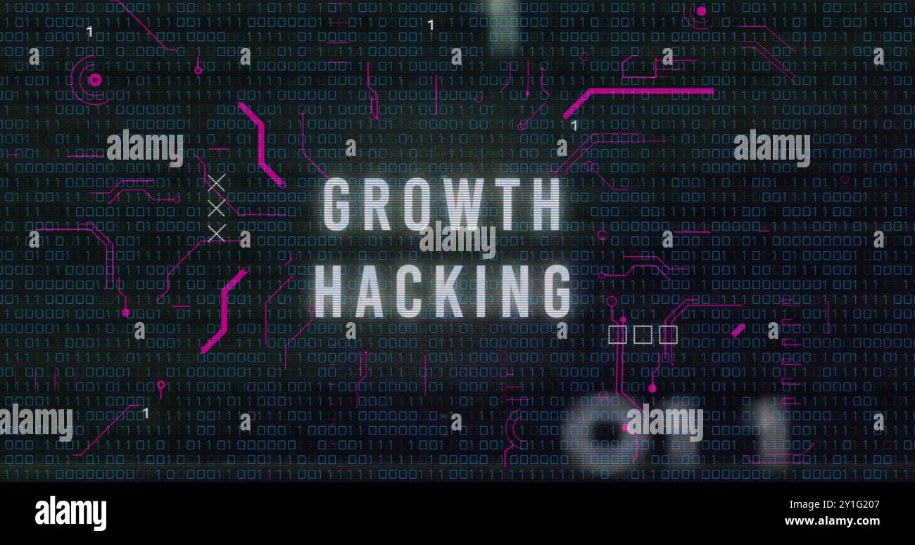Growth Hacking Text Image Over Binary Code Background Technology