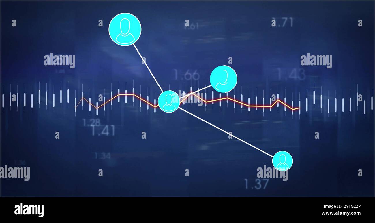 Image of digital data processing over network of connections Stock ...