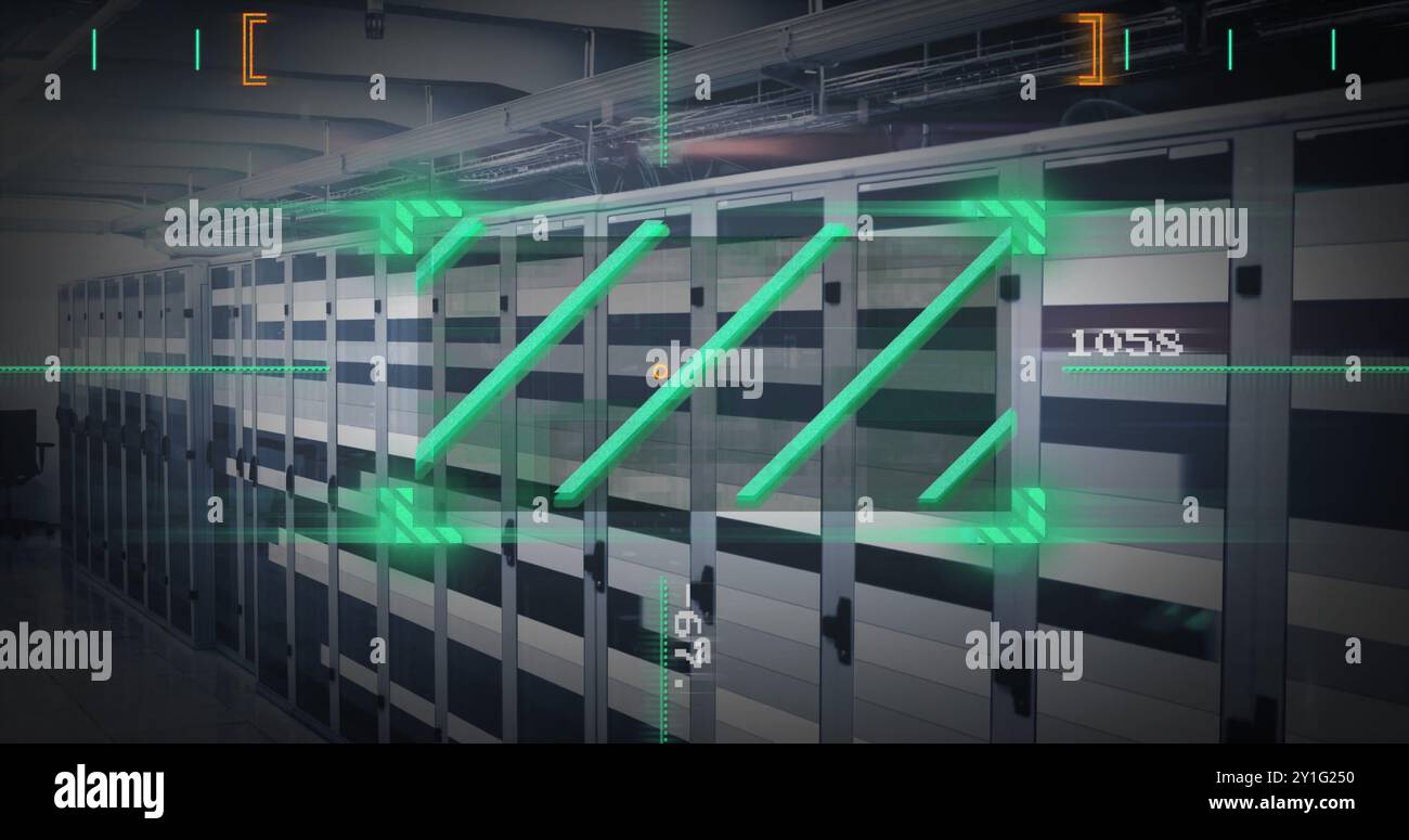 Data processing image over server racks in data center Stock Photo - Alamy