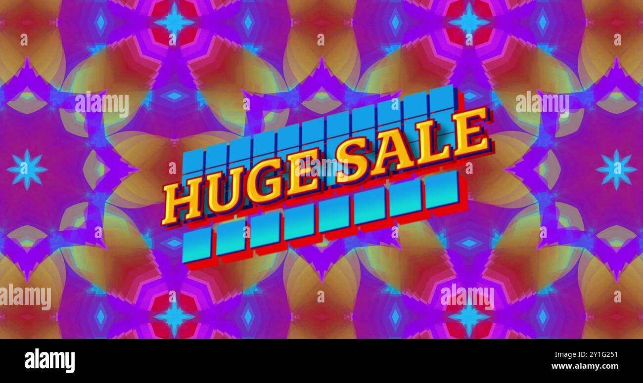 Image of huge sale text over colourful shapes Stock Photo - Alamy