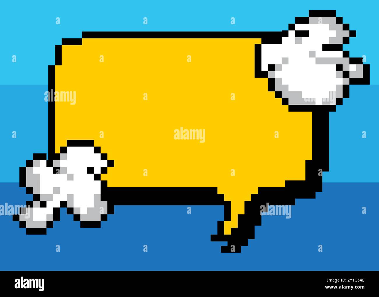 Pixelated speech bubble with geometric graphic background. Vector ...