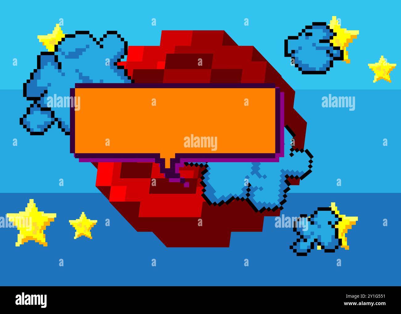 Pixelated speech bubble with geometric graphic background. Vector ...