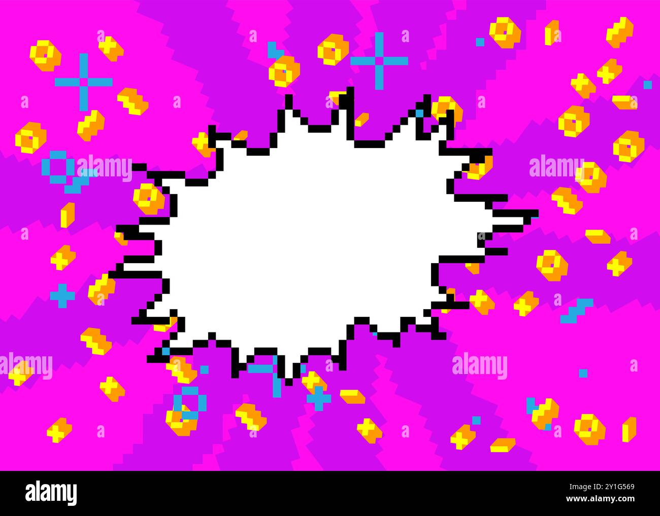 Pixelated speech bubble with geometric graphic background. Vector ...