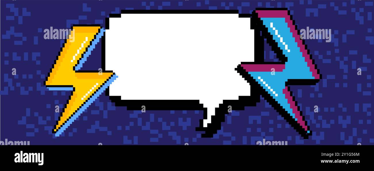 Pixelated speech bubble with geometric graphic background. Vector ...