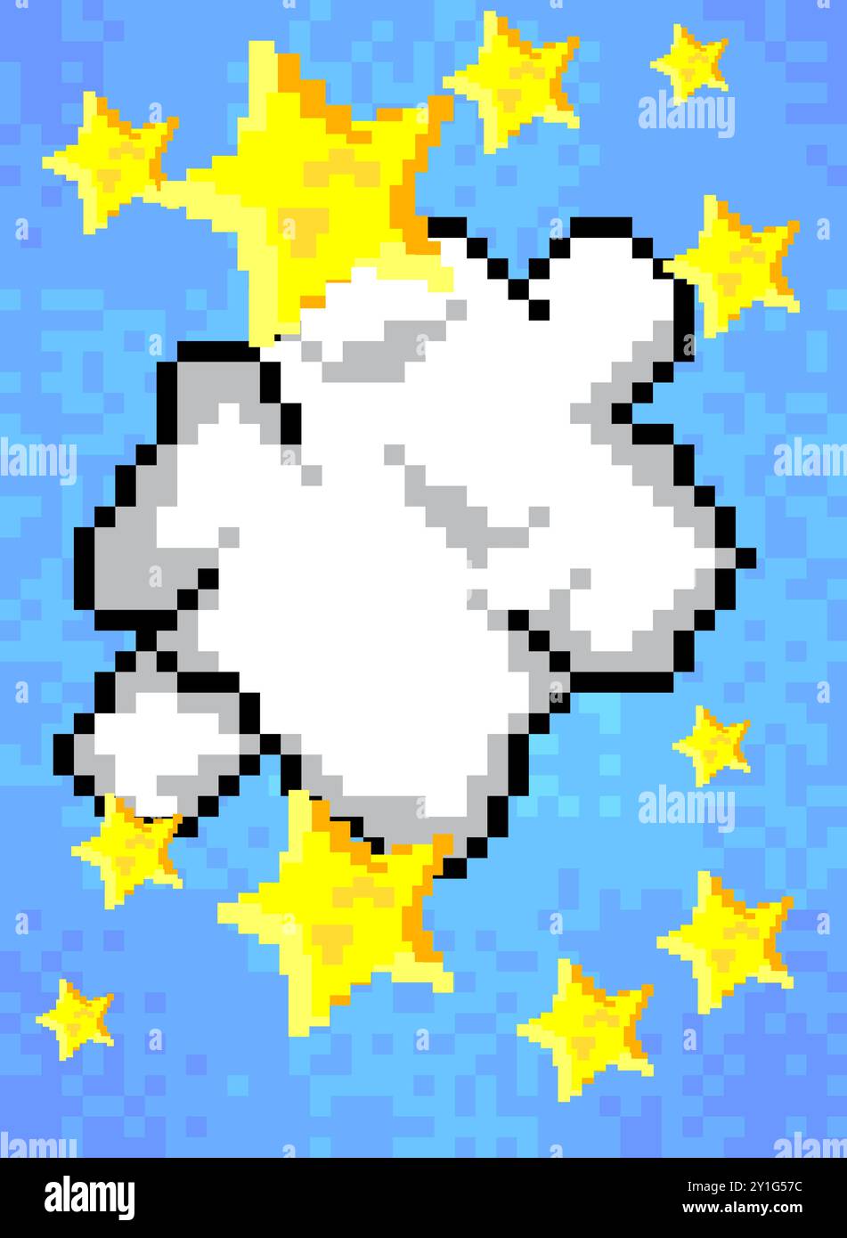 Pixelated speech bubble with geometric graphic background. Vector ...