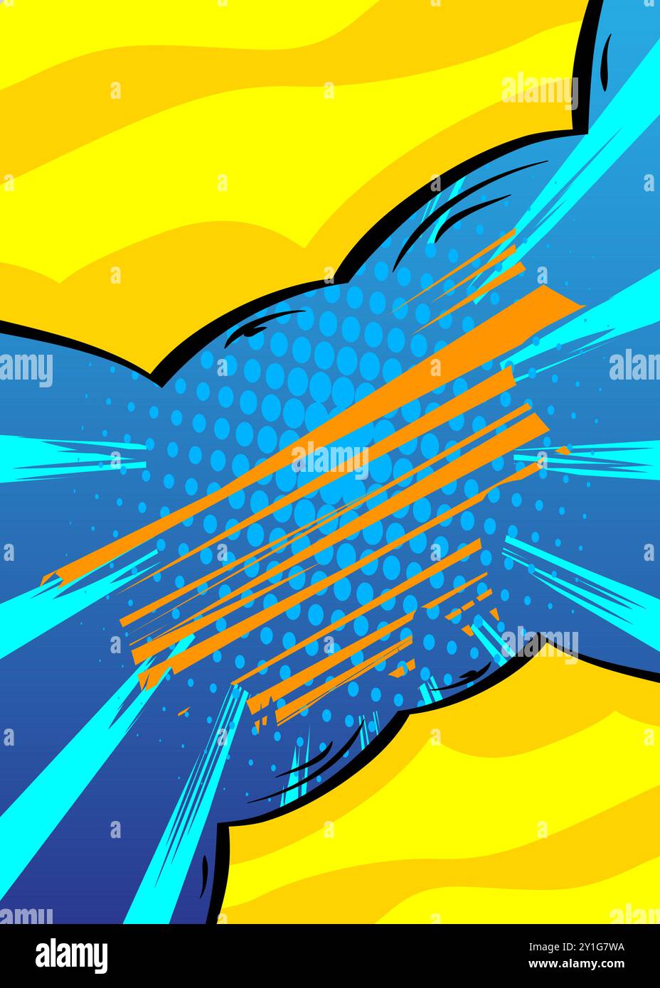 Cartoon Blue and yellow background, comic book backdrop. Retro vector ...