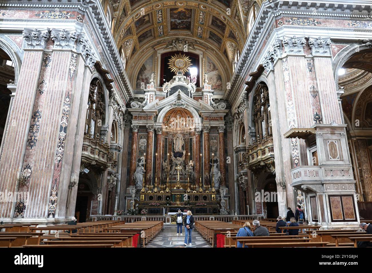 The main altar in Gesu Nuovo Church (New Jesus Church) in Naples Italy ...