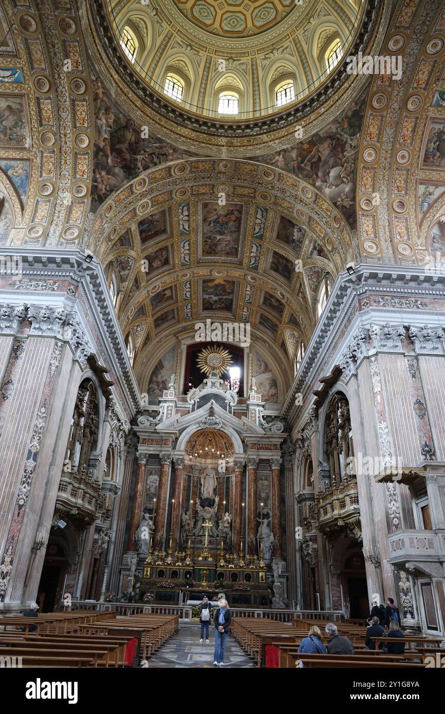 The main altar in Gesu Nuovo Church (New Jesus Church) in Naples Italy ...