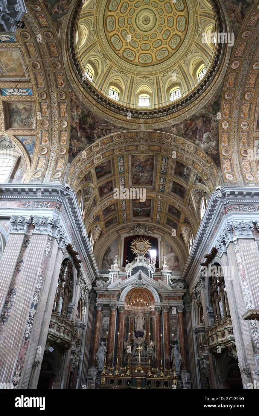 The main altar and dome in Gesu Nuovo Church (New Jesus Church) in ...