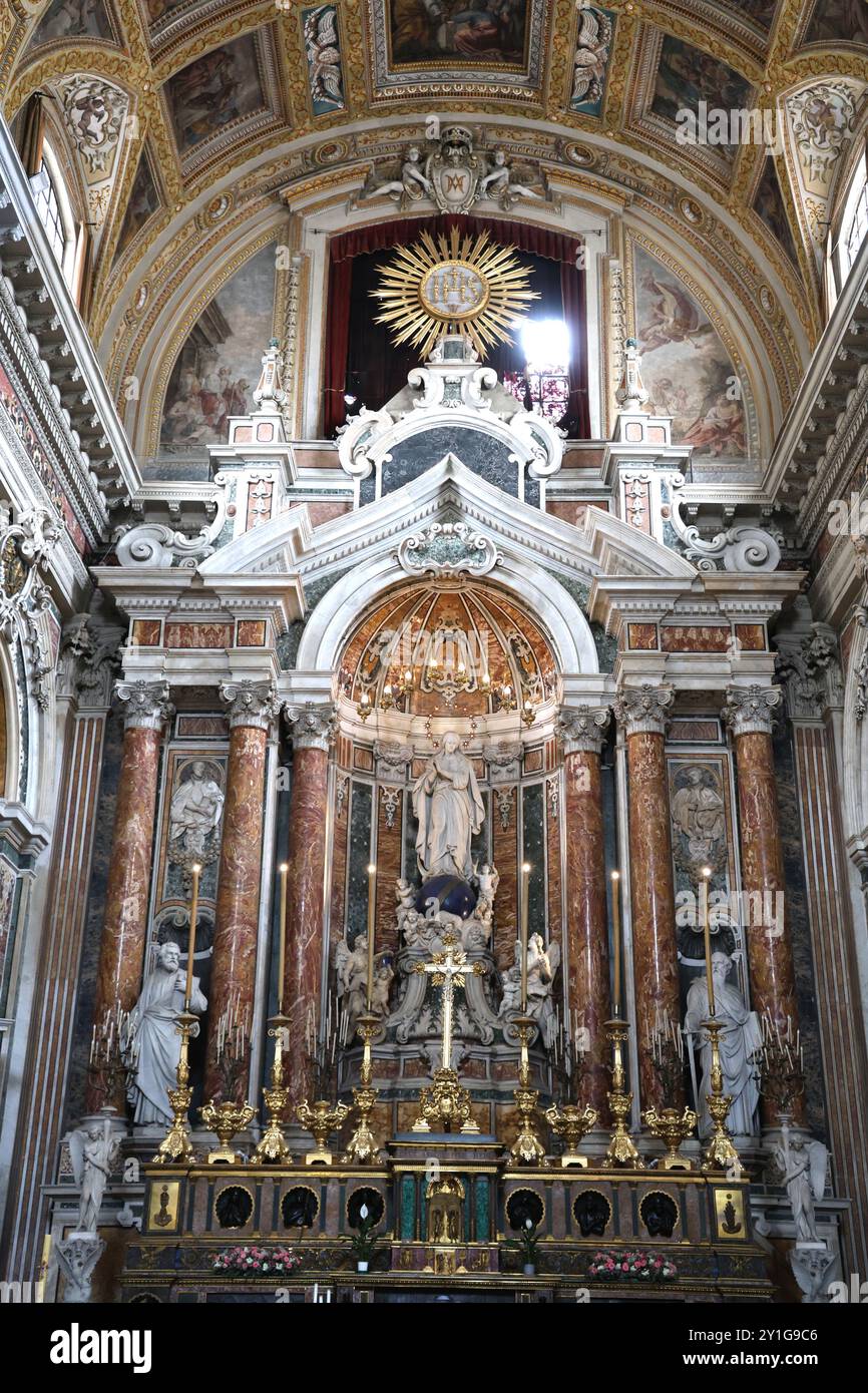 The main altar in Gesu Nuovo Church (New Jesus Church) in Naples Italy ...