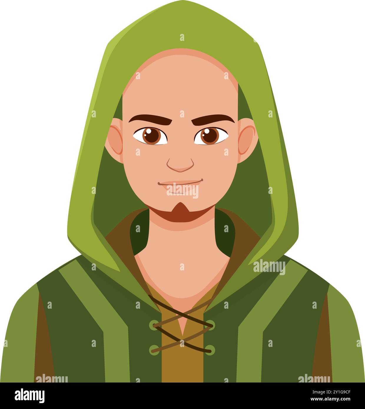 Bald elf wearing a green hooded cloak Stock Vector Image & Art - Alamy