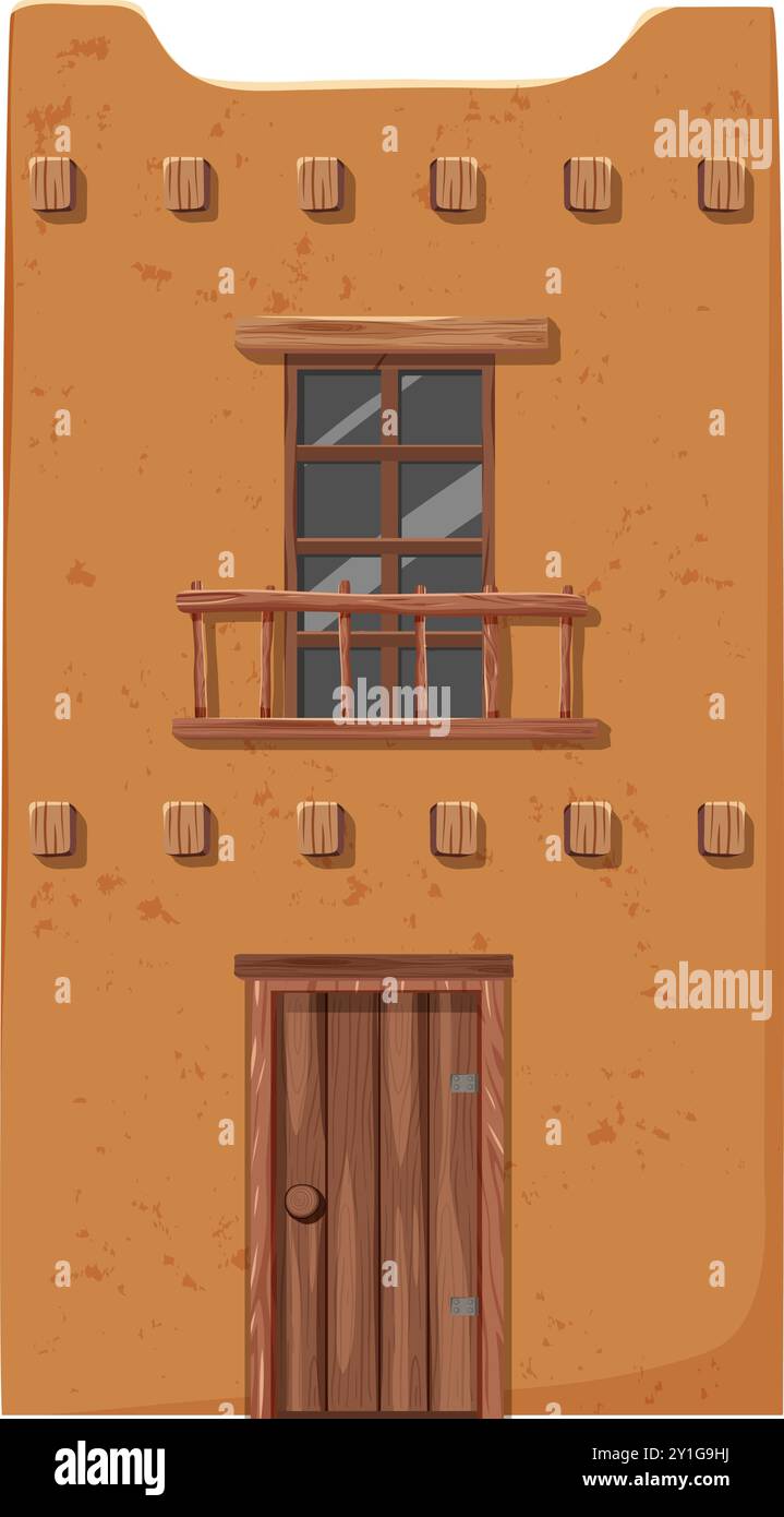 Illustration of a rustic Mexican adobe house Stock Vector Image & Art ...