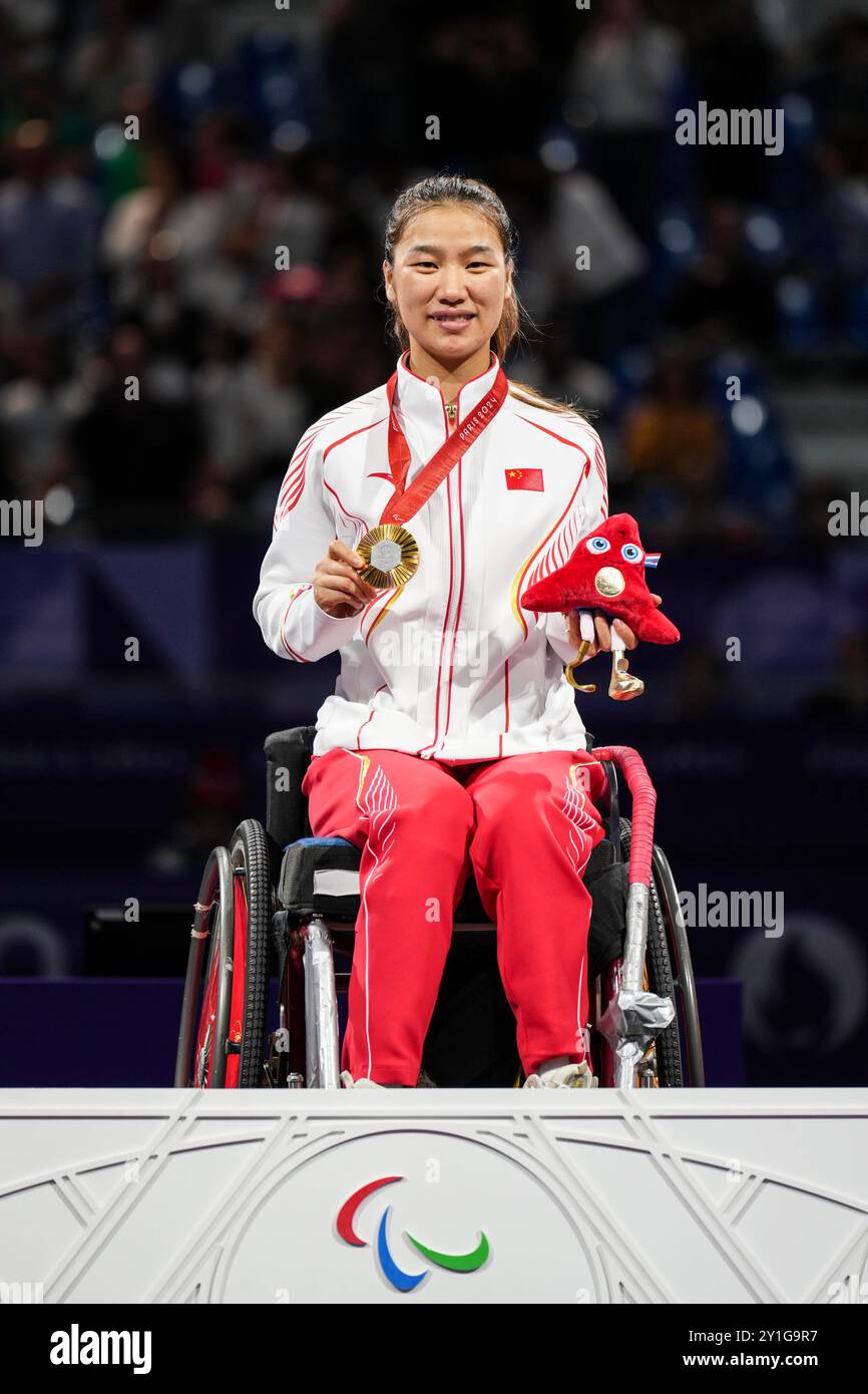 Paris, France. 6th Sep, 2024. Gold medalist Chen Yuandong of China ...