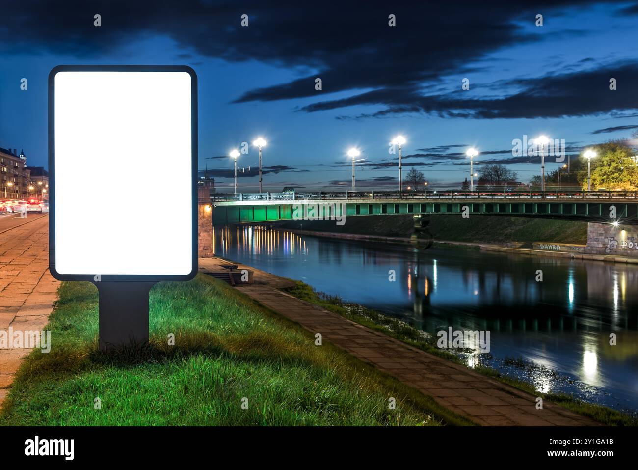 Mockup Of Vertical Street Advertising Poster Billboard On Night City ...