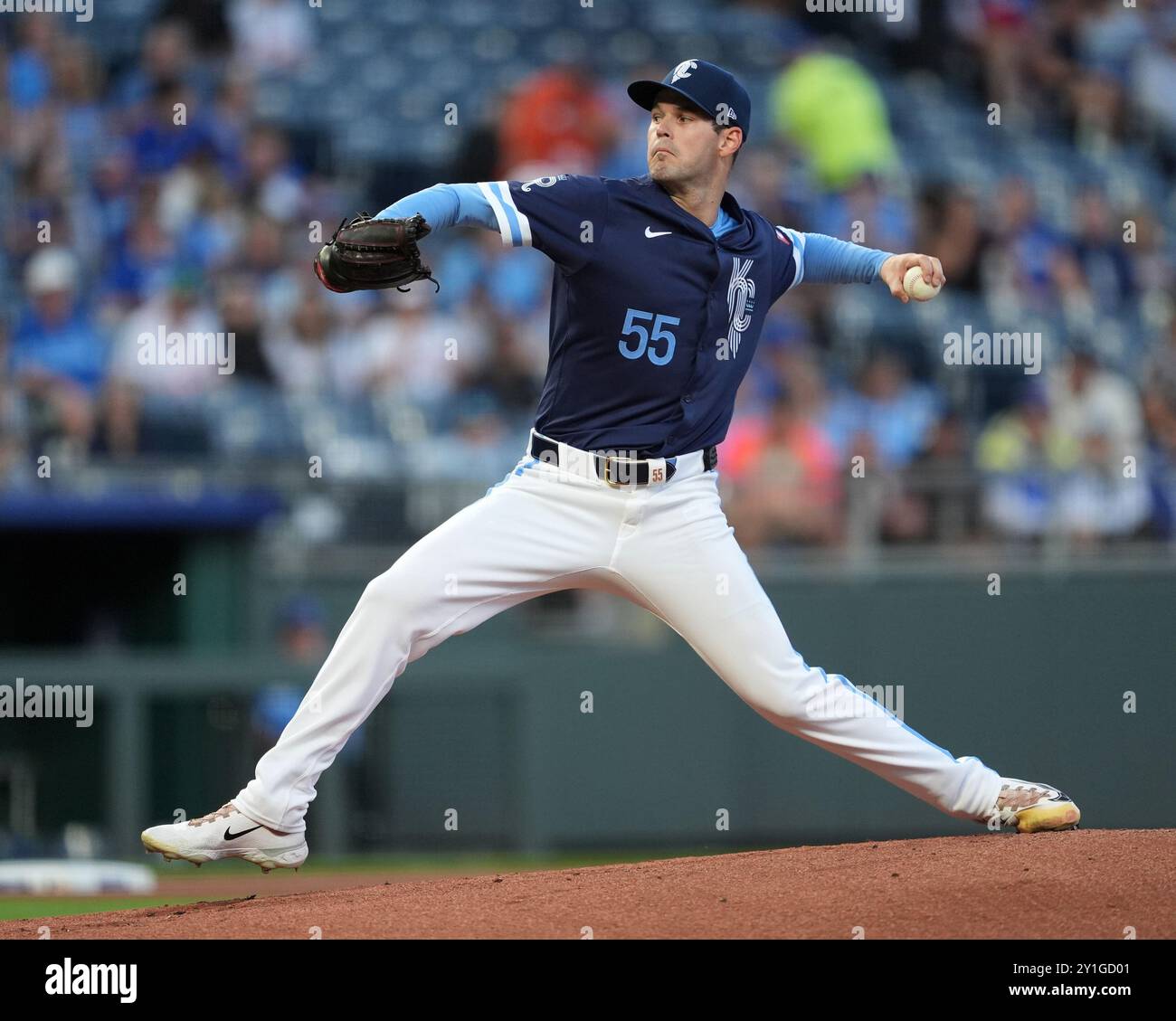SEP 6, 2024: Kansas City Royals pitcher Cole Ragans (55) delivers a ...