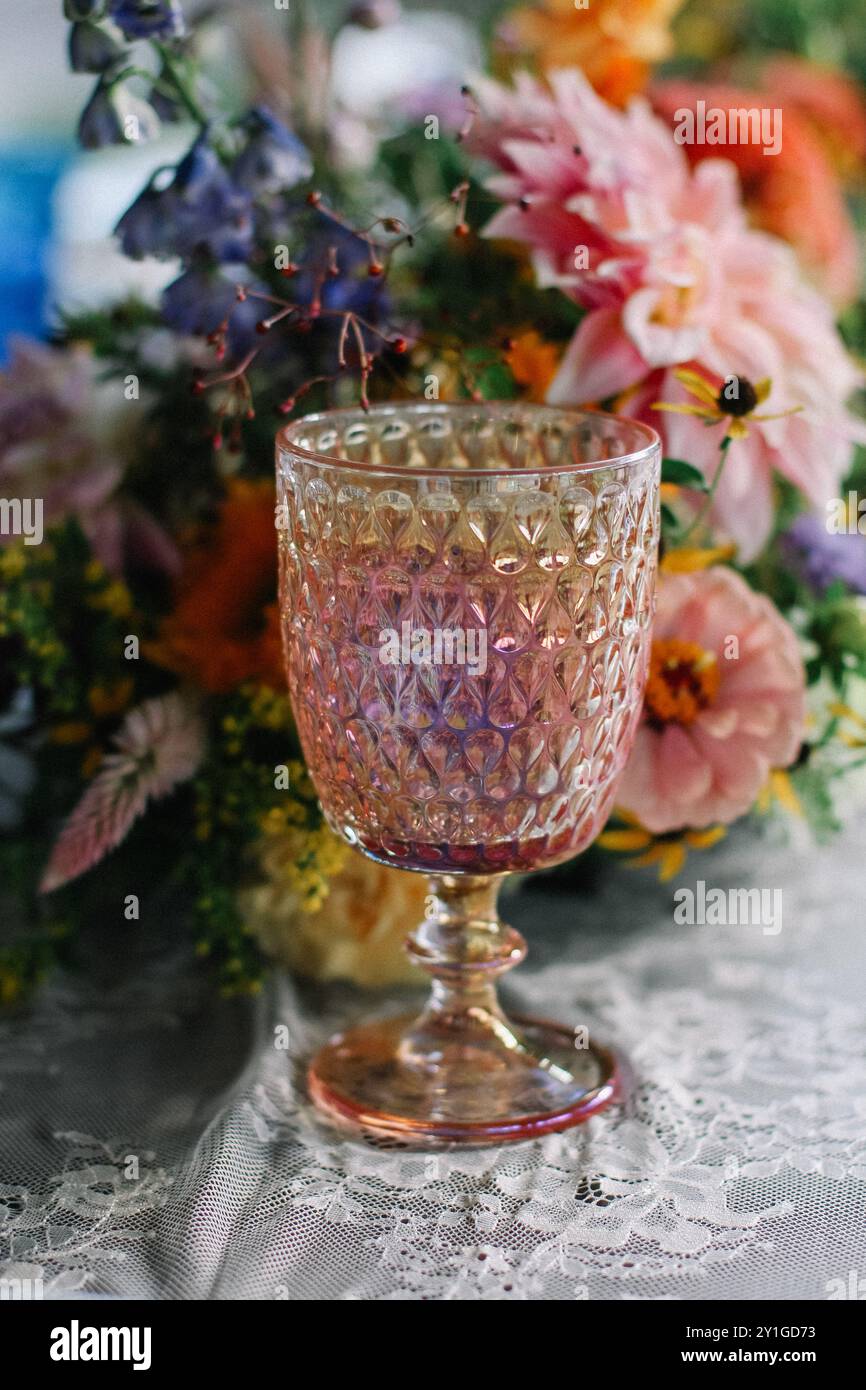 Wedding Goblet Colored Glass Stock Photo - Alamy