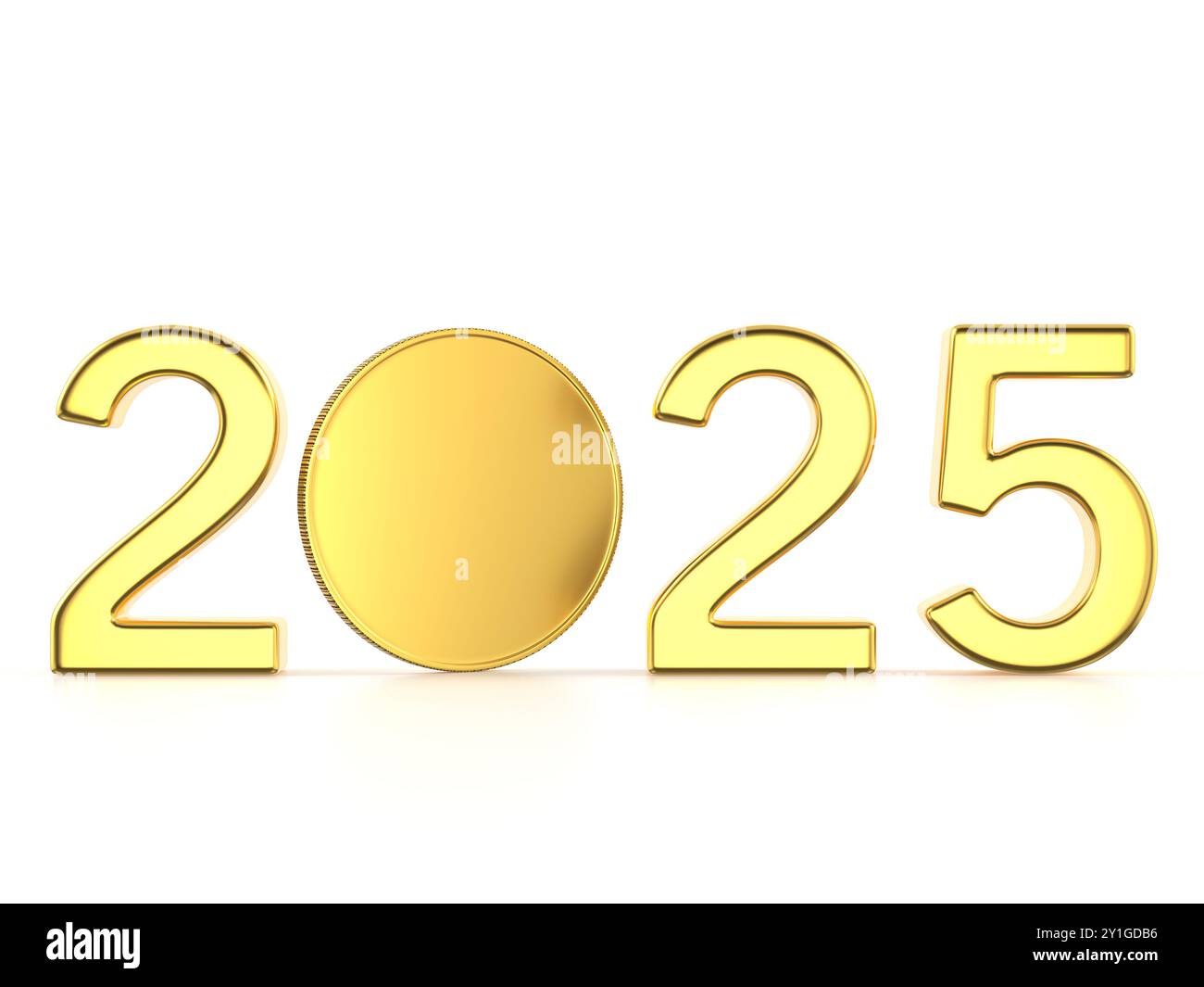 New year number and coin on a white background. Vector illustration ...