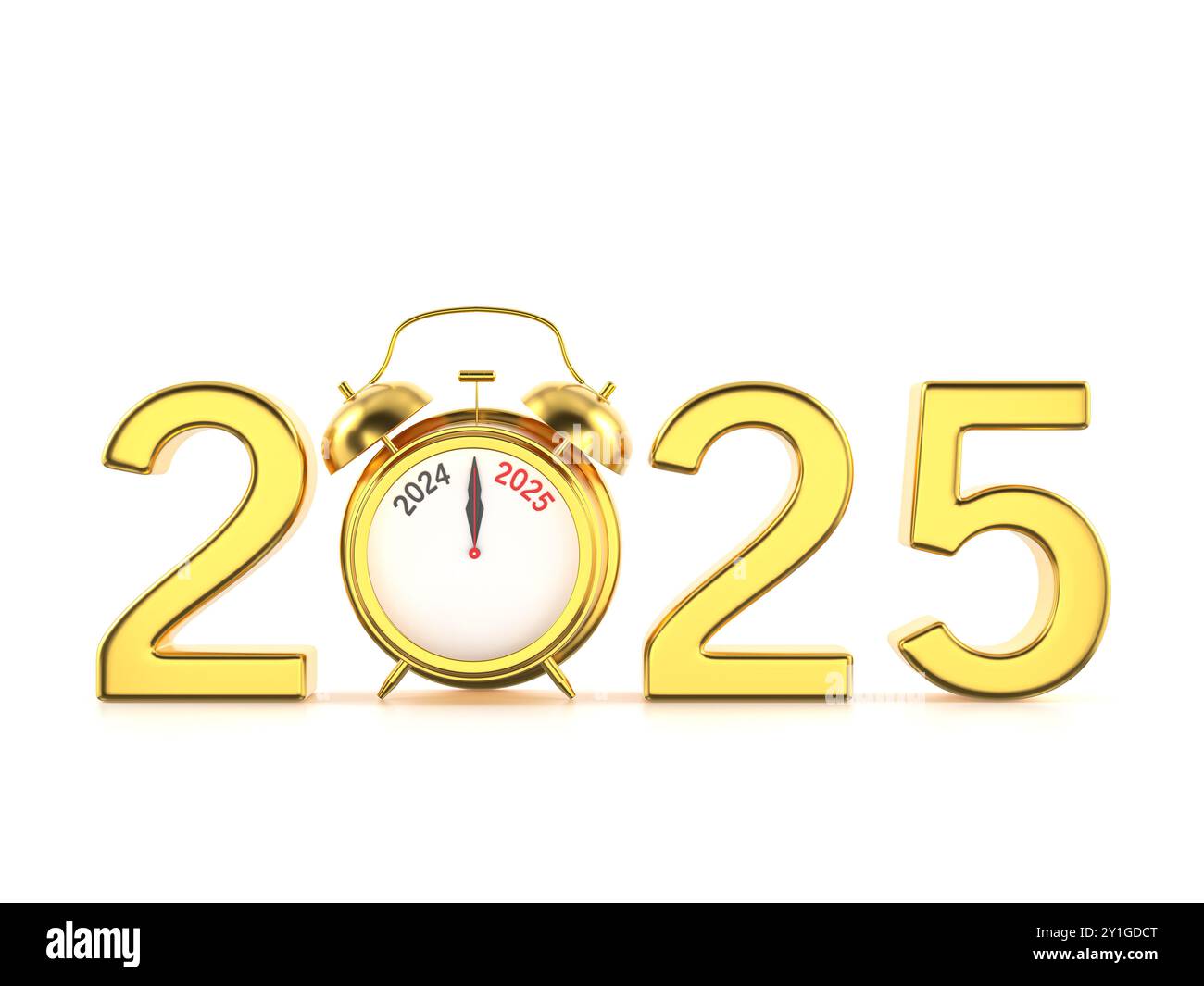 New 2025 alarm clock on a white background. 3d illustration Stock Photo ...