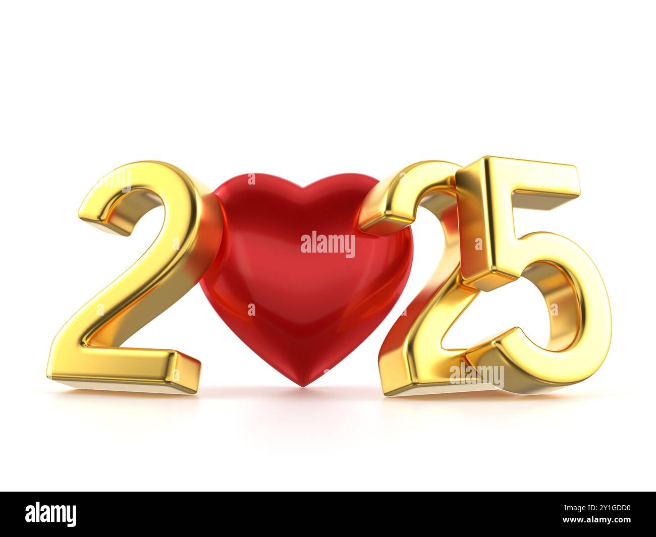 New 2025 number and heart on a white background. 3d illustration Stock ...