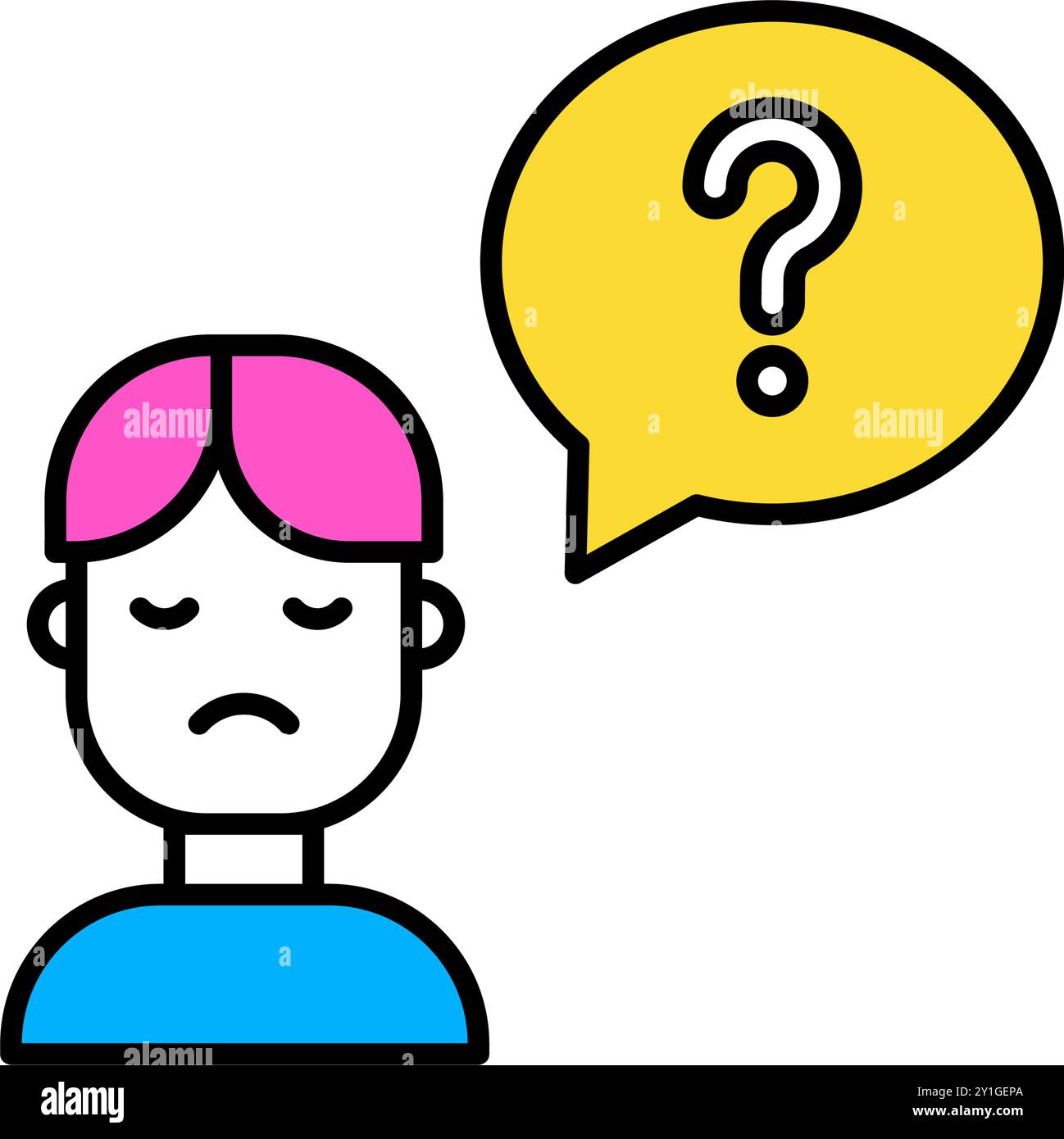 icon flat people with bubble chat with question symbol, confused ...